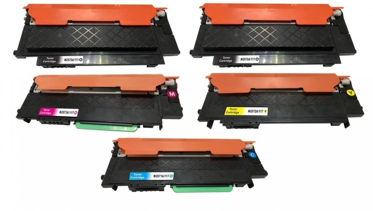 Sampack 5 Hp117A/W2070-1-2-3A Toner med 4100 sider v/5%.